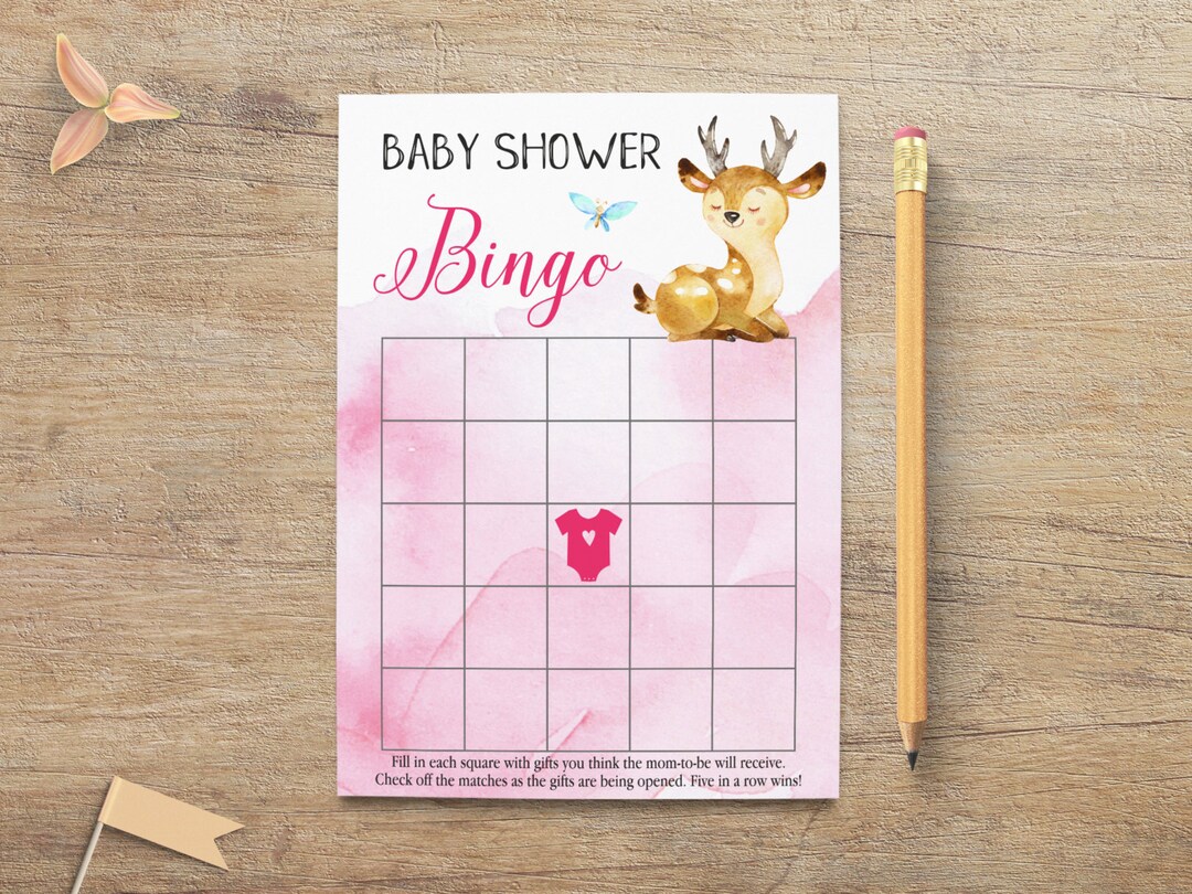 Deer Baby Shower Bingo Cards Pink Girl Shower Games - Etsy