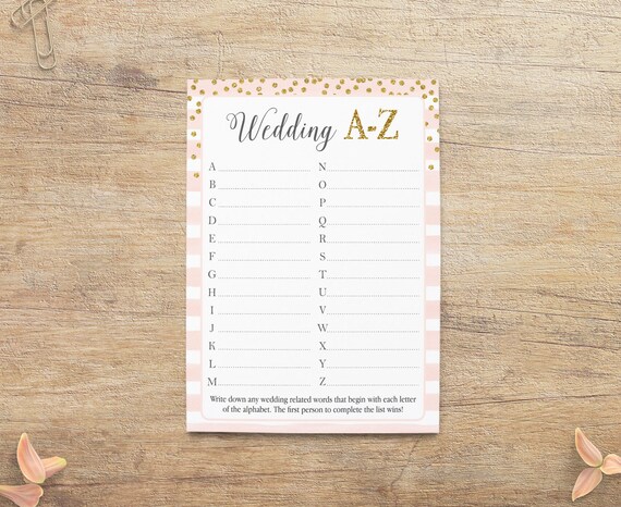 Wedding Alphabet Game Bridal Shower A-Z Wedding Race A to Z | Etsy