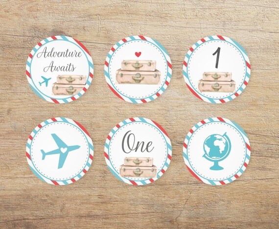 Printable Cupcake Toppers Travel First Birthday Adventure - Etsy