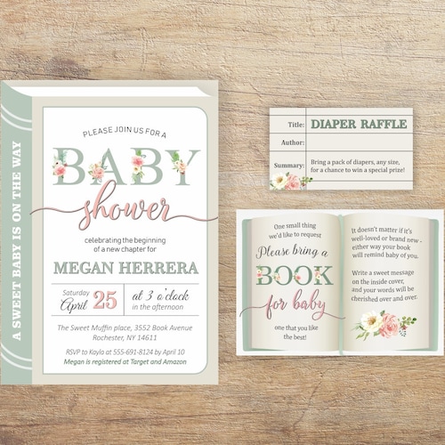 Storybook Stack Baby Shower Invitation Girl Editable Book - Etsy