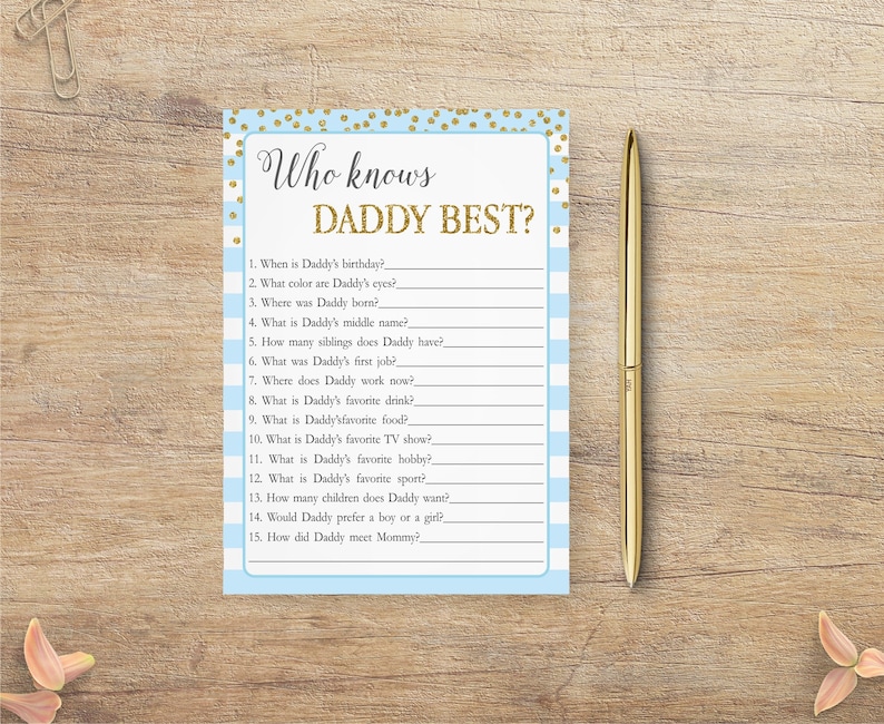 Who Knows Daddy Best Daddy to Be Quiz How Well Do You Know - Etsy