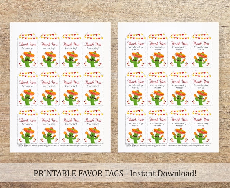 Fiesta Thank You Tags Printable Favor Tag Taco Bout a Baby - Etsy