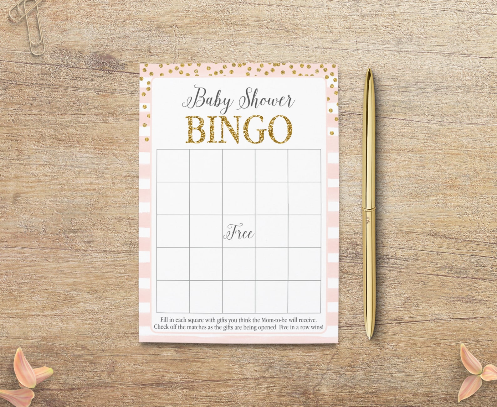 Baby Shower Bingo Printable Blank Bingo Cards Blush Pink | Etsy