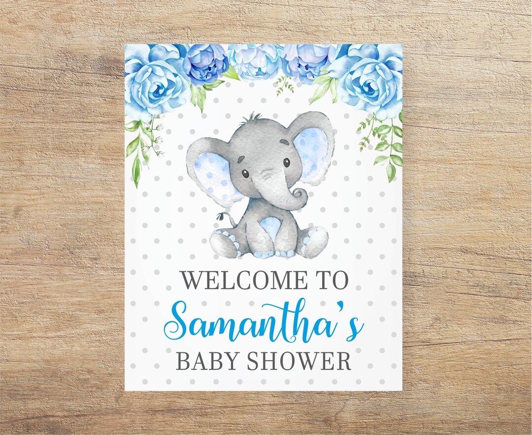 Elephant Welcome Sign, Blue Baby Shower Decorations, Little Peanut ...