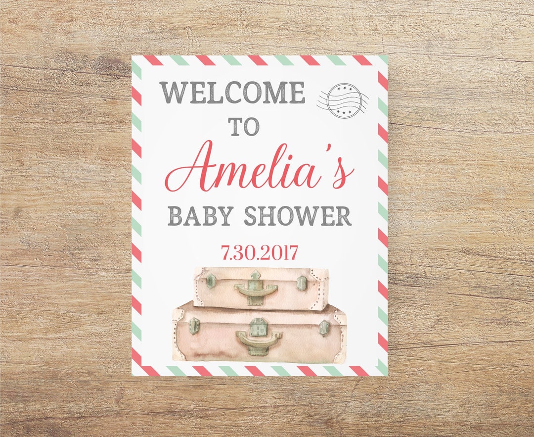 Travel Welcome Sign, Airplane Baby Shower Decor, Printable Decorations ...