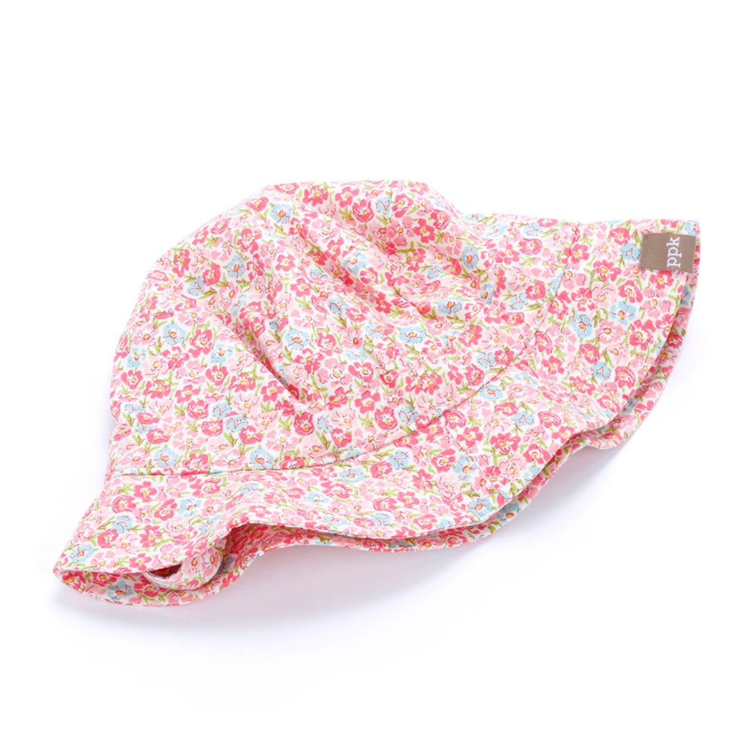 Little Girls Bucket Hat- Vintage Floral Pink (baby 1-2Y) (toddler ...