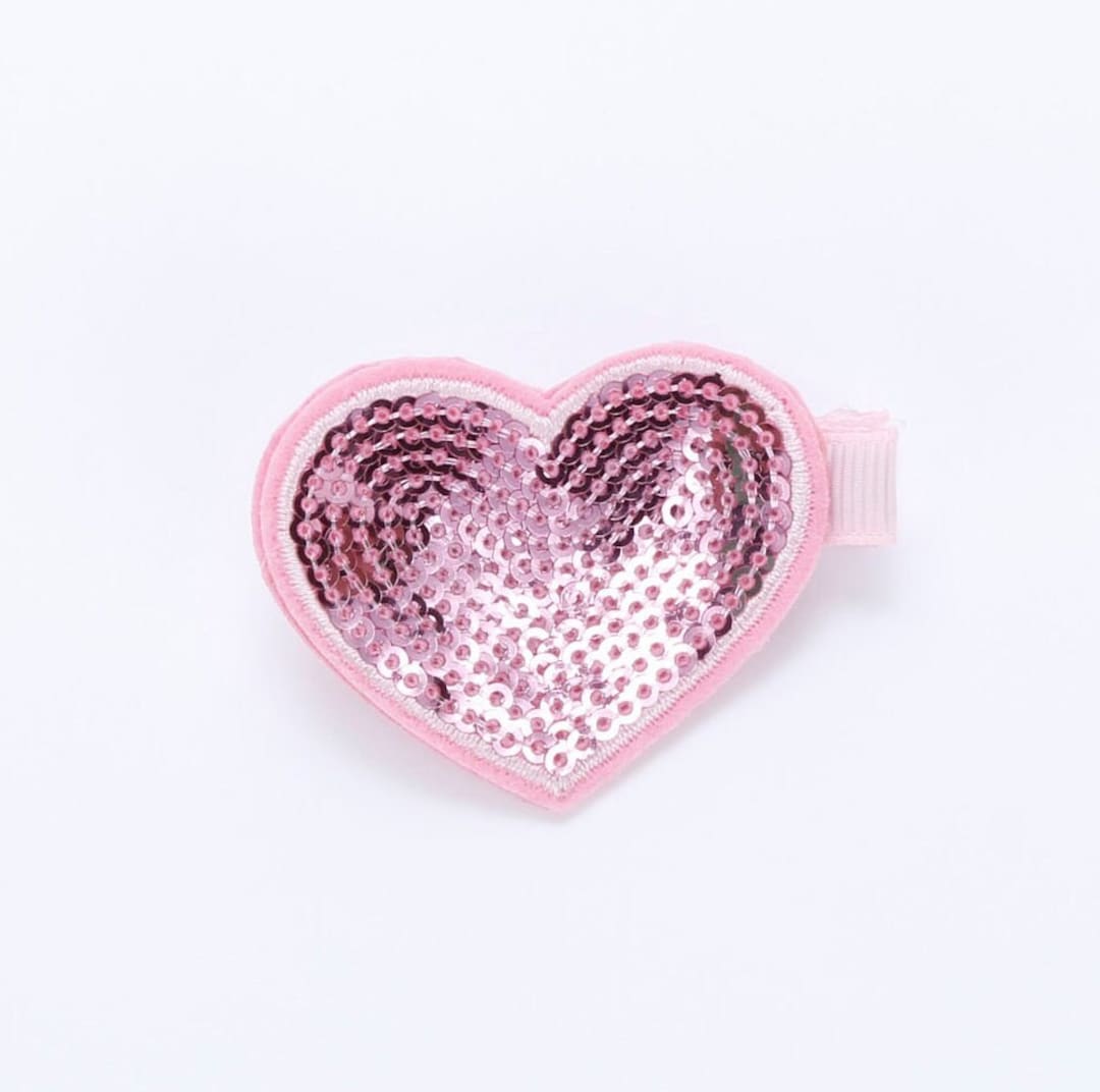 Little Girls Sequin Heart Hair Clip - Light Pink X1 - Etsy