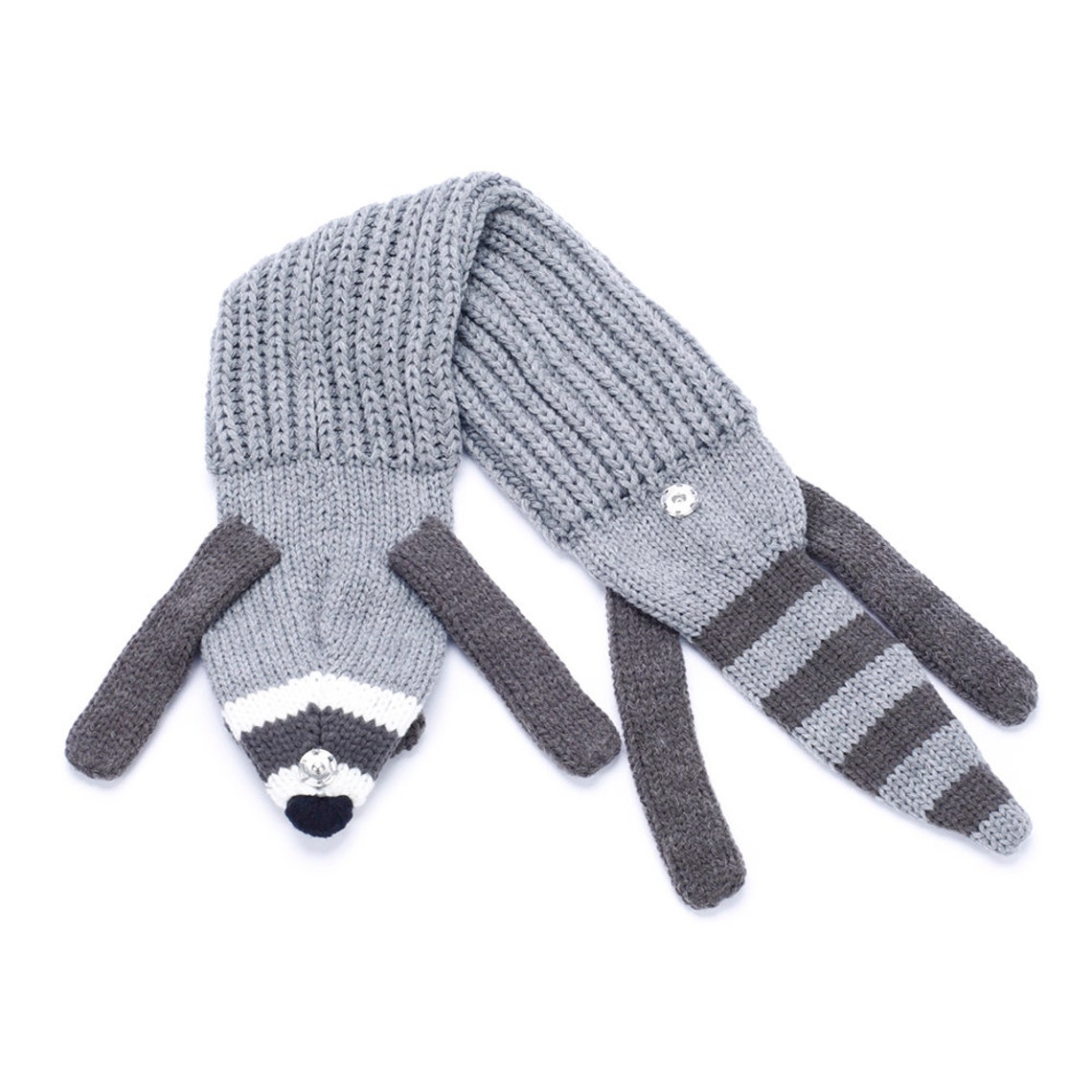 Raccoon Scarf Snap Closure Grey - Etsy