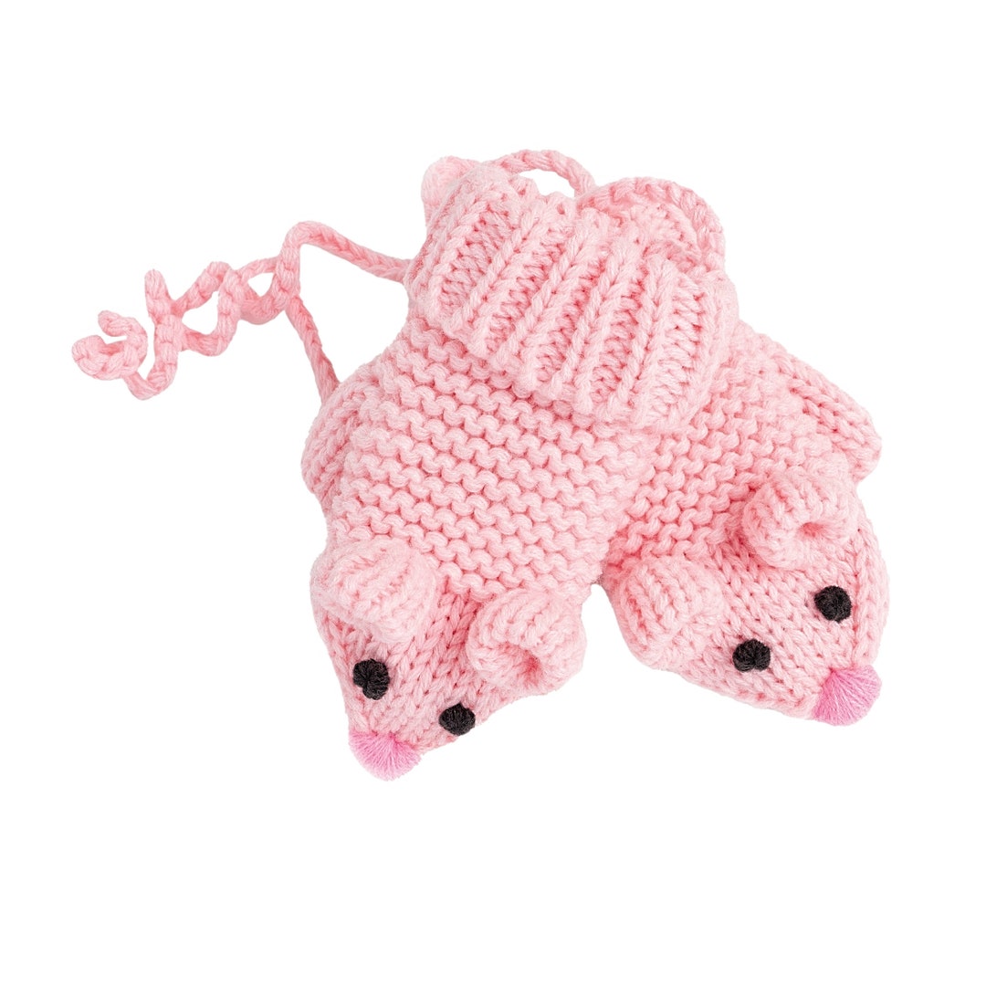 Kids Knitted Mouse Mittens on String - (toddler Girl 1-3 Y) (small ...
