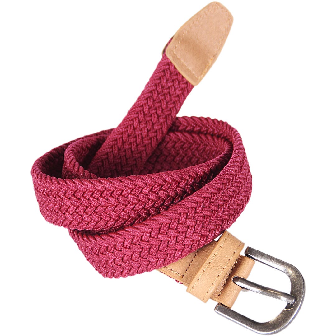 Kids Dark Cherry Red Elastic Belt: Stretchy Leather Accent - Etsy