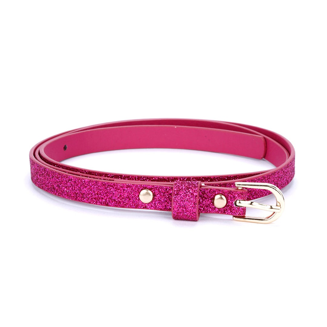 Girls Ultra Skinny Glitter Belt - Hot Pink ( 4-7Y) (8-14Y) - Etsy