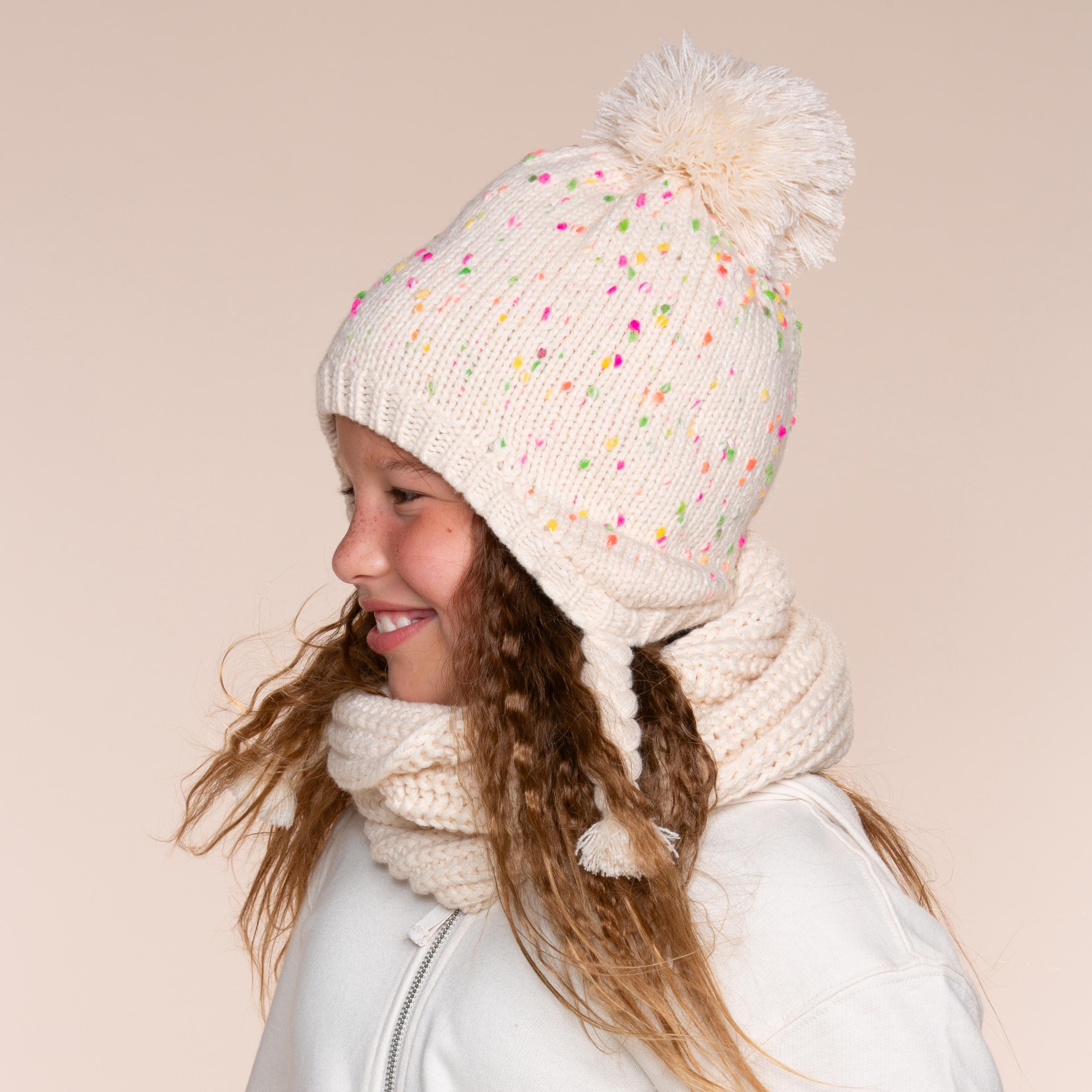 Girls Warm Knit Earflap Hat, Fleece Lined Cold-weather Essential ...