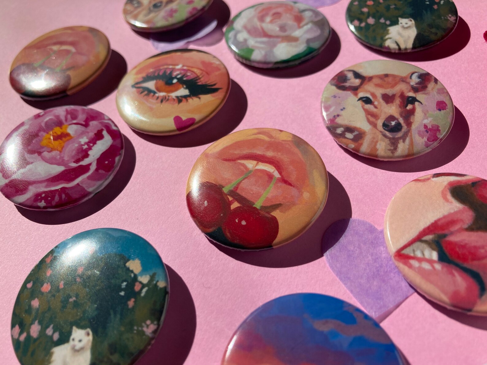 Aesthetic Painting Pins Pink Art Aesthetic Button Set Cat - Etsy
