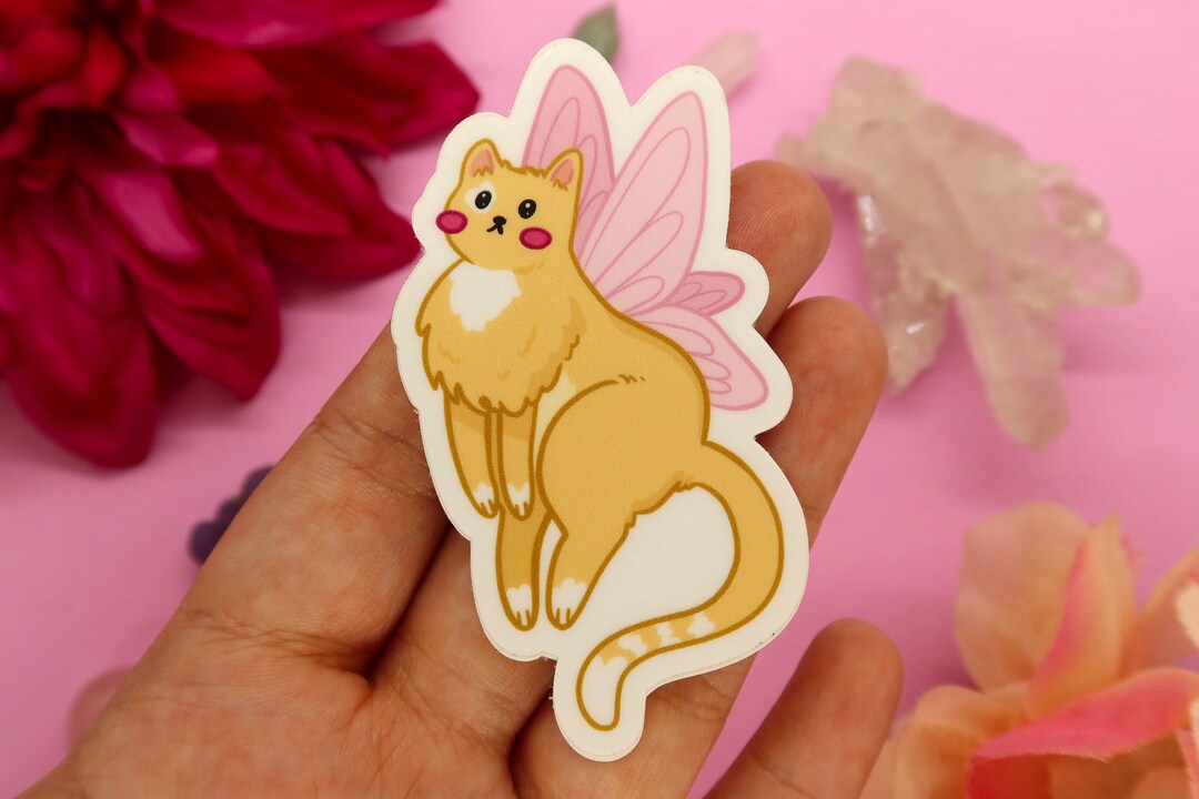 Fairy Cat 3" Vinyl Illustration Sticker - Fairycore Orange Kitten ...