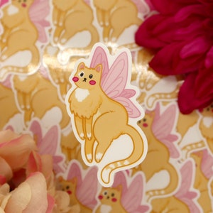 Fairy Cat 3" Vinyl Illustration Sticker - Fairycore Orange Kitten ...