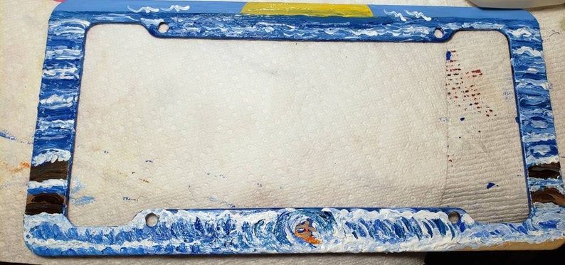 Surfing Custom Hand Painted Personalized License Plate Frame - Etsy