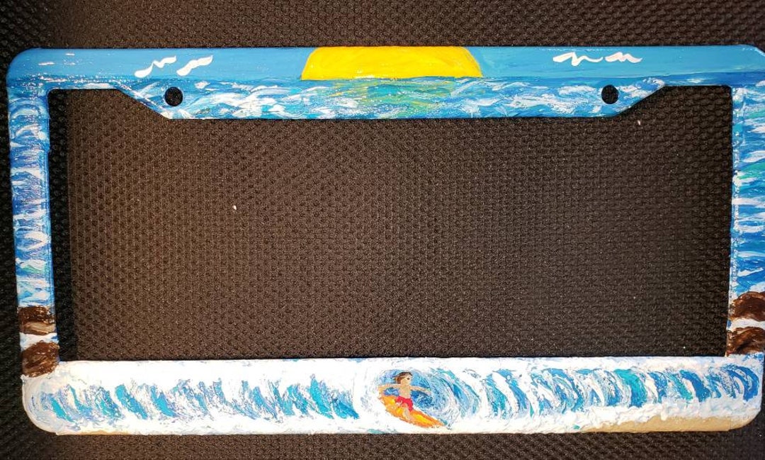 Surfing Custom Hand Painted Personalized License Plate Frame - Etsy
