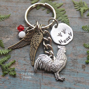 Rooster Memorial Key Chain, Pet Memorial Key Chain, Rooster Key Chain ...