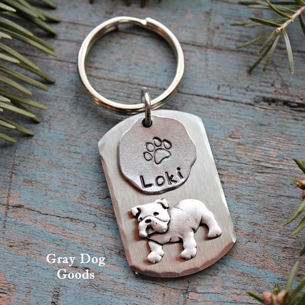 Bulldog Key Chain - Etsy