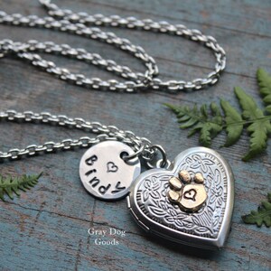 Paw Print Heart Locket Necklace Dog Locket Necklace Cat - Etsy