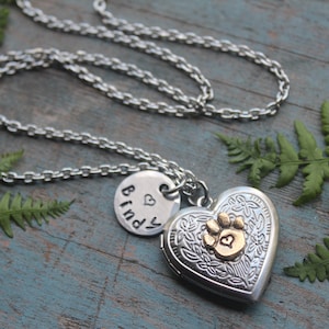 Paw Print Heart Locket Necklace Dog Locket Necklace Cat - Etsy