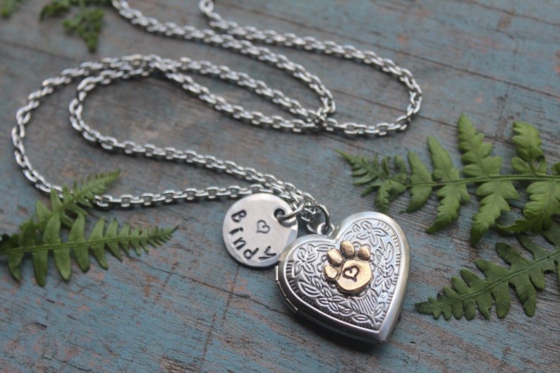 Paw Print Heart Locket Necklace Dog Locket Necklace Cat - Etsy