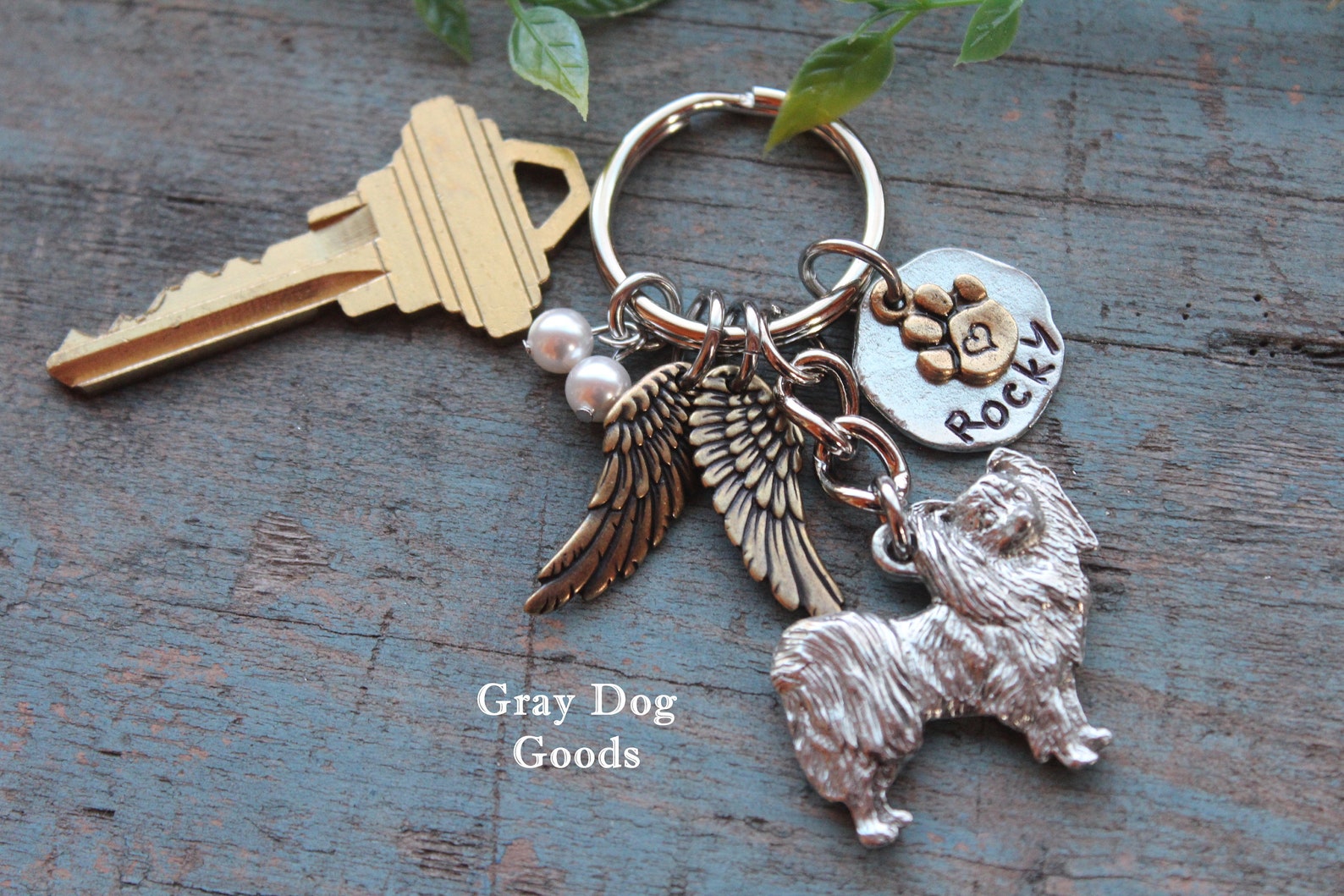 Papillon Memorial Key Chain, Pet Memorial Key Chain, Papillon Key Chain ...