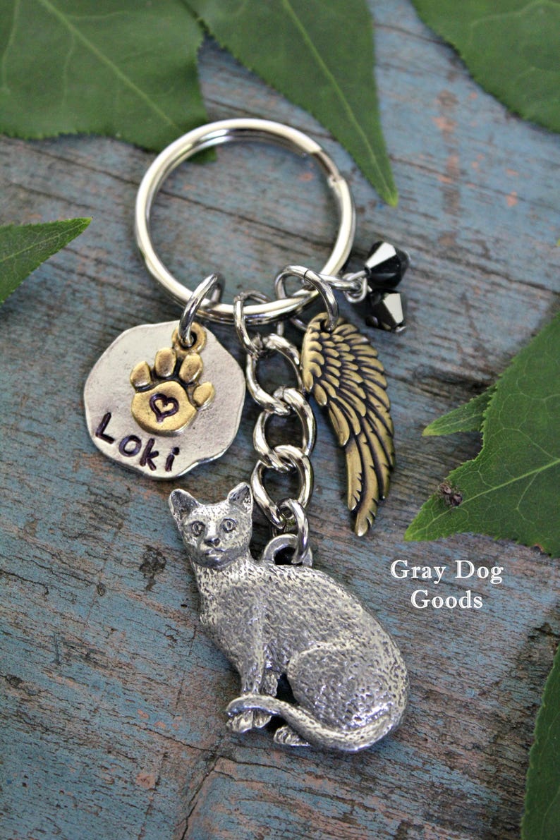 Cat Memorial Key Chain, Pet Memorial Key Chain, Cat Key Chain, Cat ...