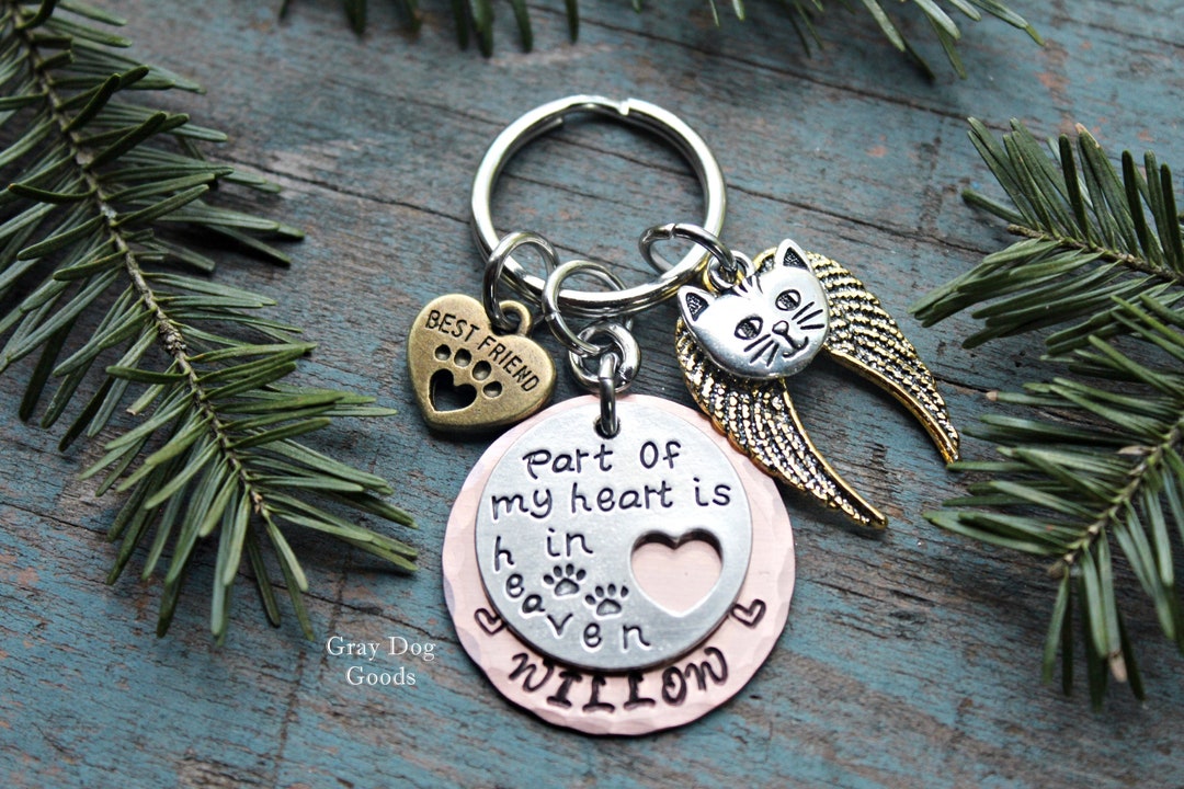 Cat Memorial Key Chain, Cat Remembrance Gift, Loss of Cat, Cat Sympathy ...