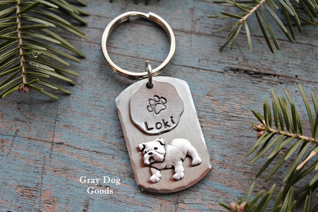Bulldog Key Chain, Personalized Bulldog Key Chain, Bulldog Memorial ...