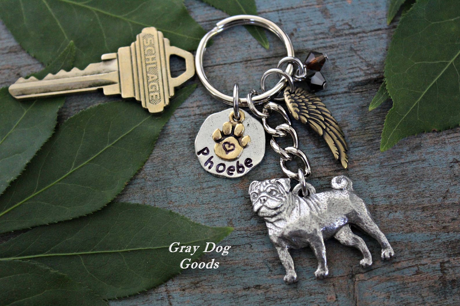 Pug Memorial Keychain Pet Memorial Keychain Pug Keychain - Etsy