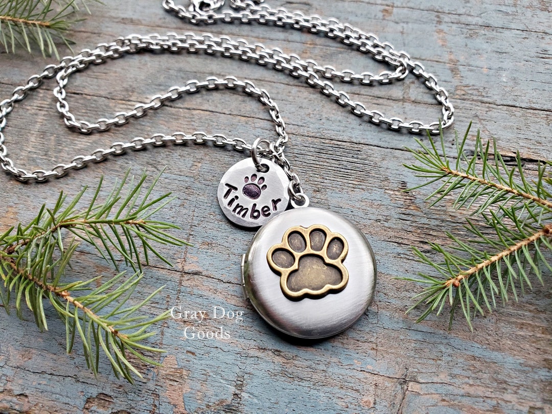 Paw Print Locket Necklace, Dog Locket, Cat Locket, Pet Memorial ...