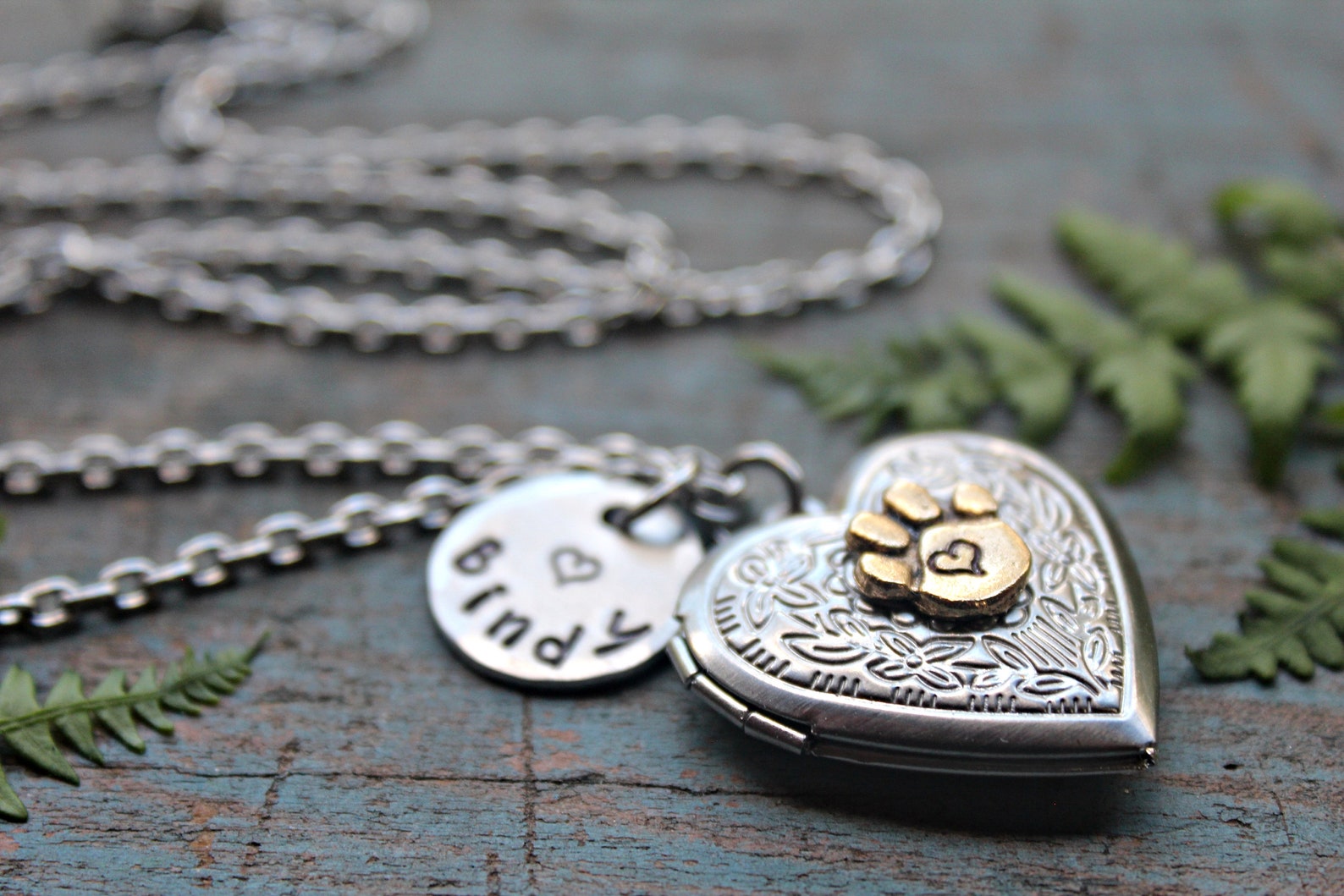 Paw Print Heart Locket Necklace Dog Locket Necklace Cat - Etsy