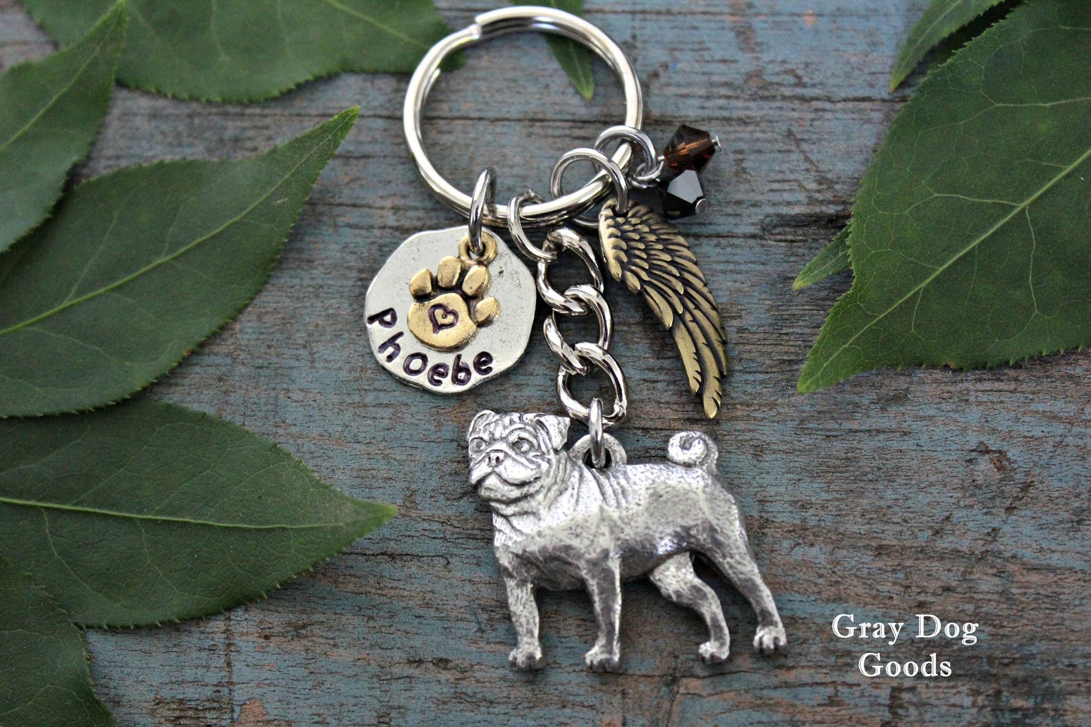 Pug Memorial Keychain Pet Memorial Keychain Pug Keychain | Etsy