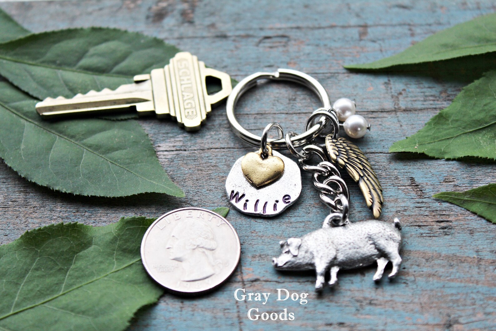 Pig Memorial Keychain Pet Memorial Key Chain Pig Keychain - Etsy