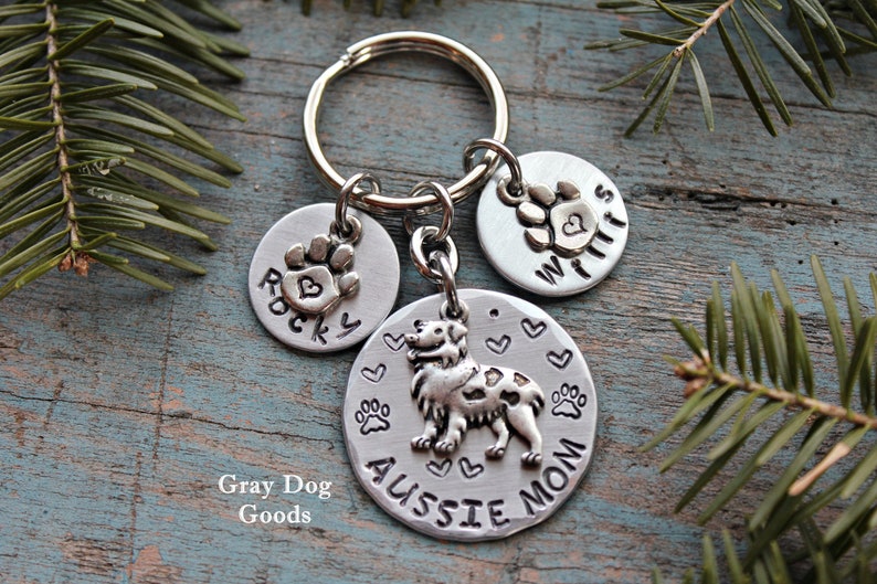 Australian Shepherd Key Chain Aussie Mom Personalized Aussie - Etsy