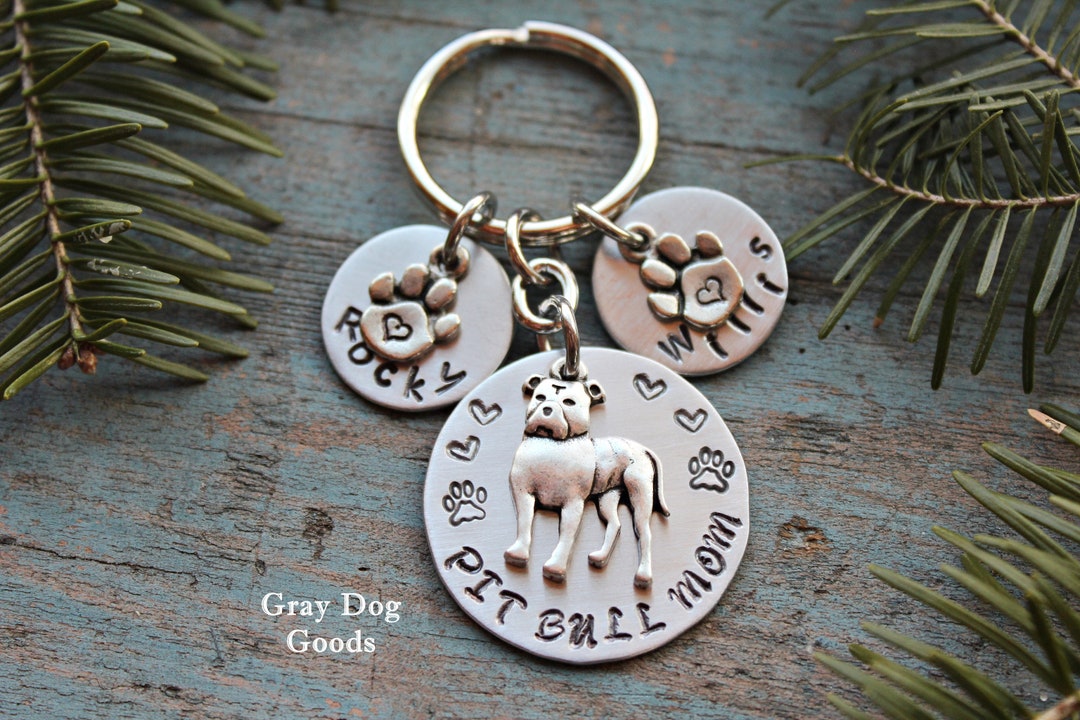 Pit Bull Key Chain, Pitty Mom, Personalized Pit Bull Key Chain, Dog Key ...