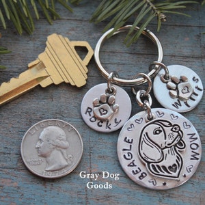 Beagle Key Chain, Beagle Mom, Personalized Beagle Key Chain, Dog Key ...