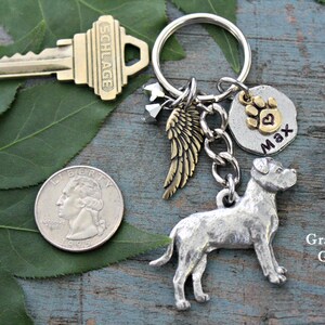 Pit Bull Memorial Keychain, Dog Memorial Key Chain, Natural Ears, Pit ...