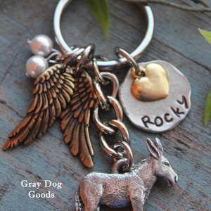 Donkey Memorial Key Chain, Pet Memorial Key Chain, Donkey Key Chain ...
