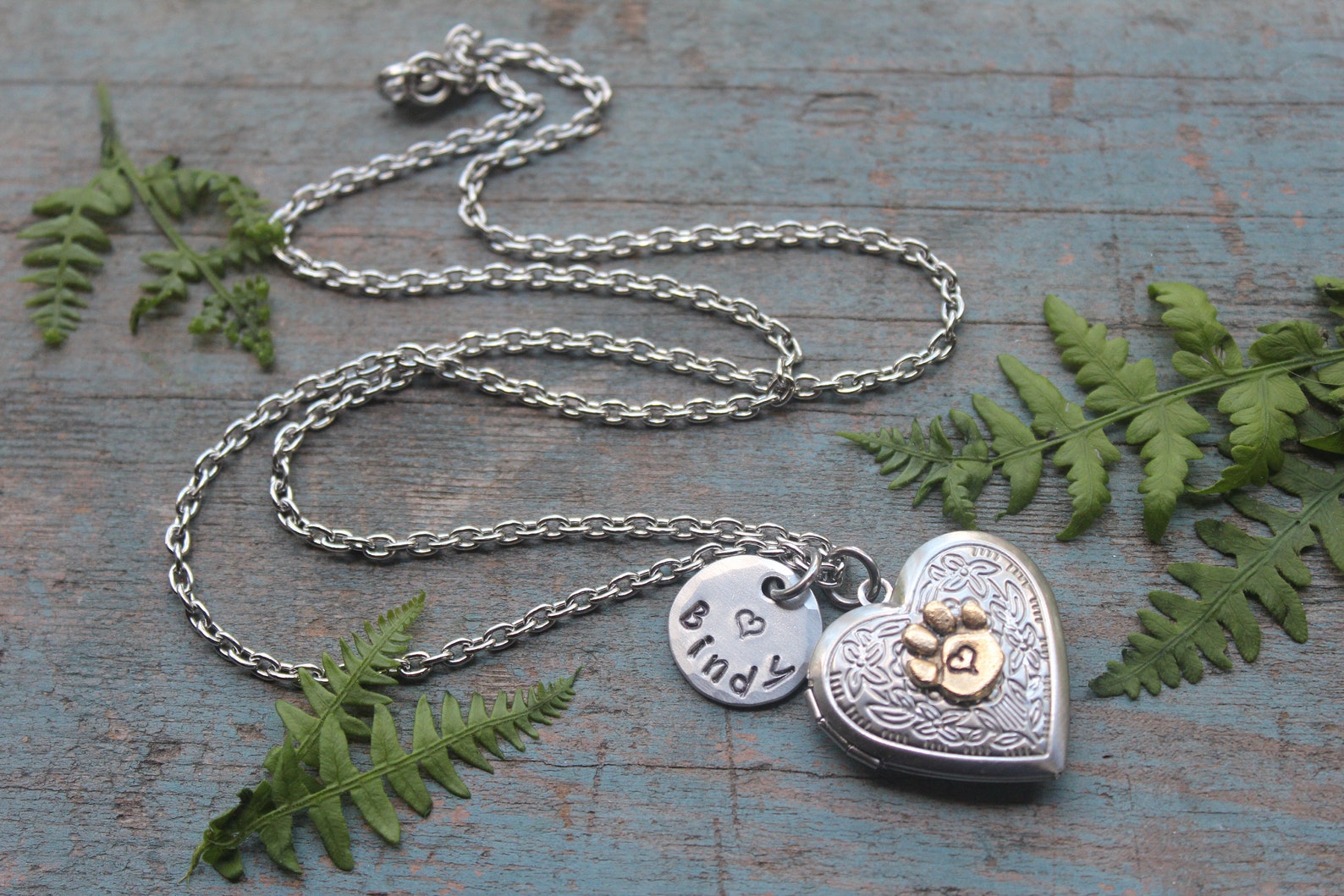 Paw Print Heart Locket Necklace Dog Locket Necklace Cat - Etsy