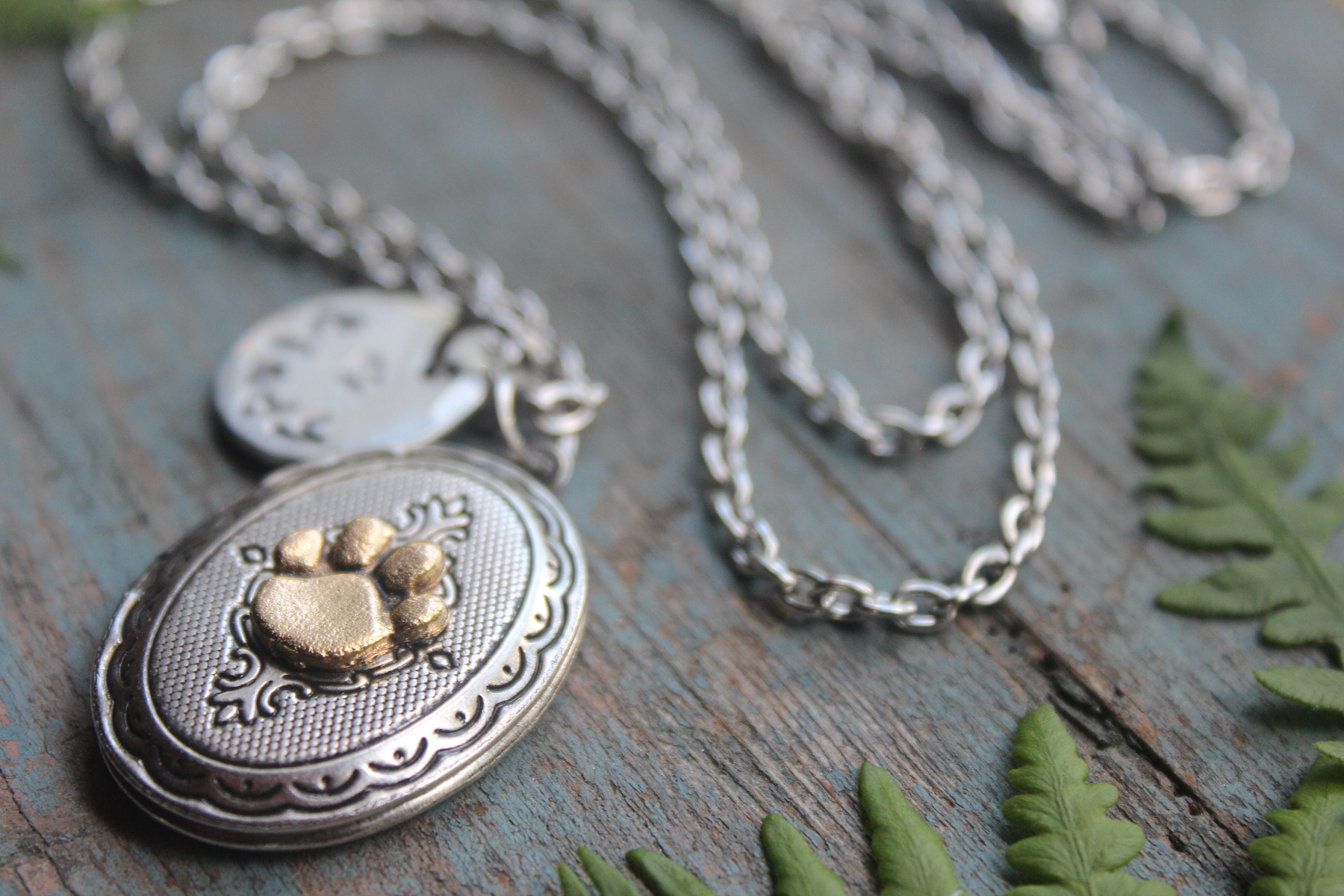 Paw Print Locket Necklace Dog Locket Cat Locket Pet - Etsy