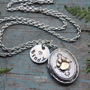Paw Print Locket Necklace Dog Locket Cat Locket Pet - Etsy