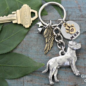 Pit Bull Memorial Keychain, Dog Memorial Key Chain, Natural Ears, Pit ...