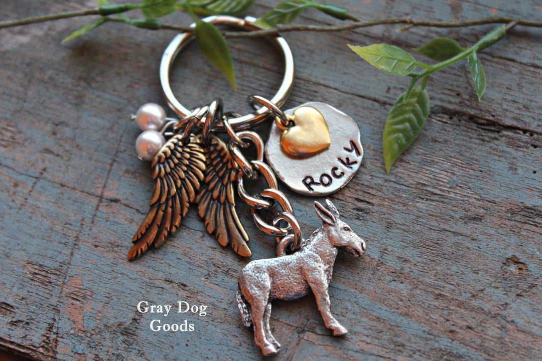 Donkey Memorial Key Chain, Pet Memorial Key Chain, Donkey Key Chain ...