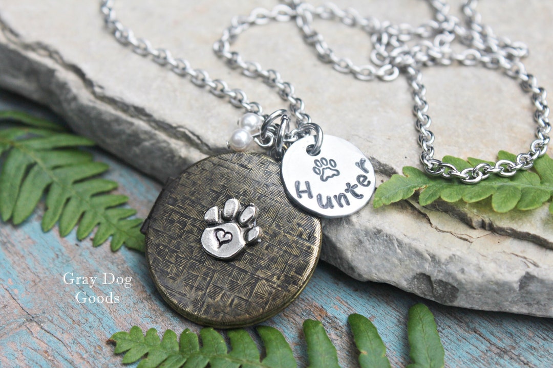 Paw Print Locket Necklace, Dog Locket, Cat Locket, Pet Memorial ...