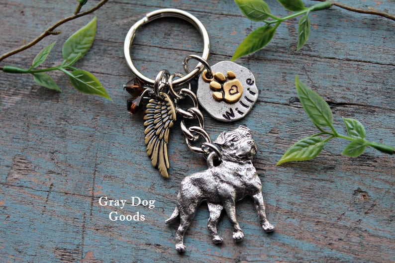 American Bulldog Memorial Key Chain Pet Memorial Key Chain - Etsy