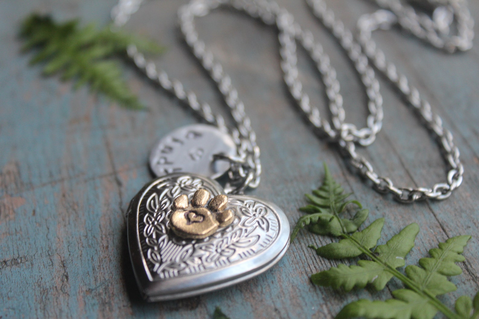 Paw Print Heart Locket Necklace Dog Locket Necklace Cat - Etsy