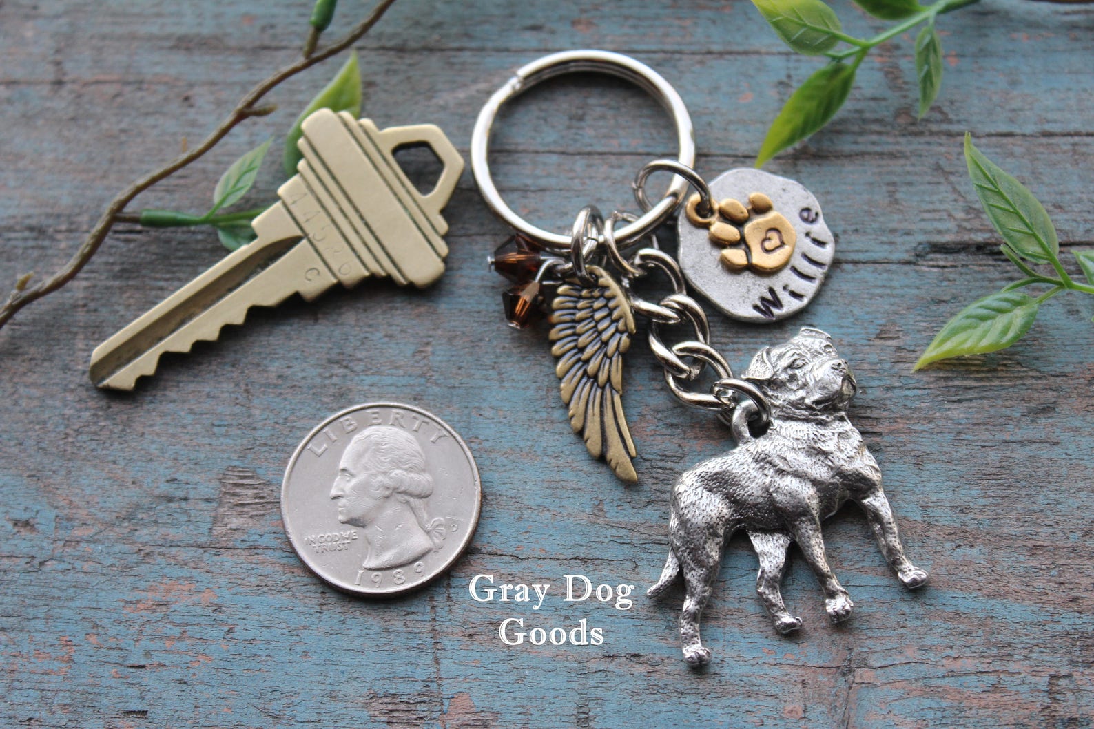 American Bulldog Memorial Key Chain Pet Memorial Key Chain - Etsy