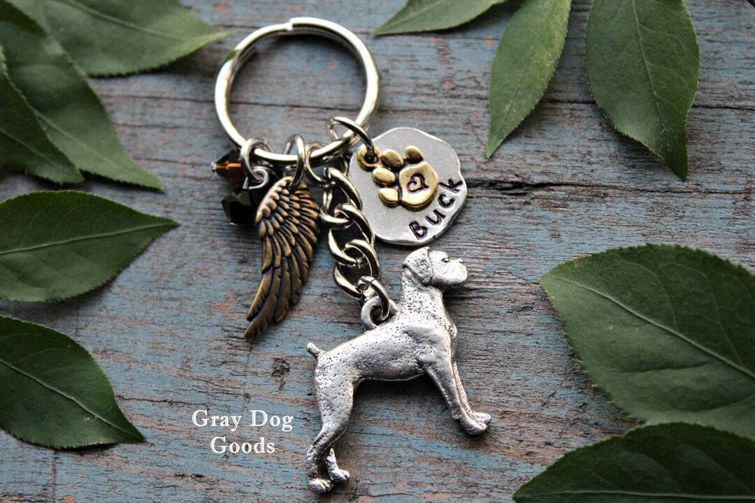 Boxer Memorial Key Chain, Pet Memorial Key Chain, Boxer Floppy Ears ...